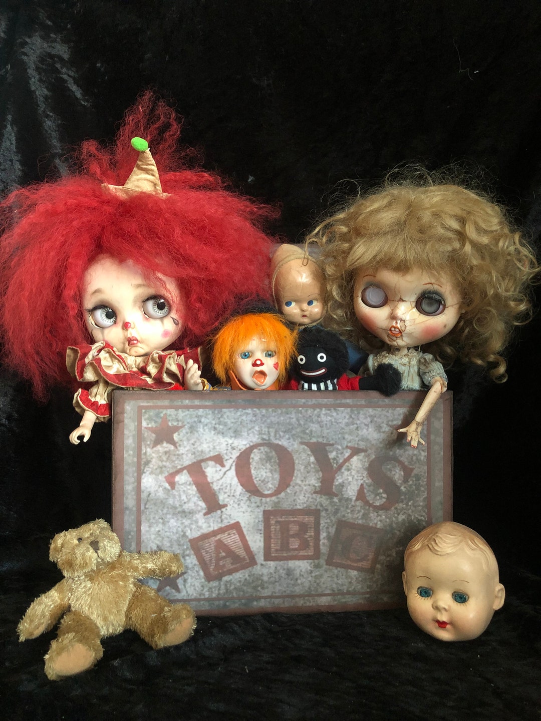 Handmade OOAK Wooden toy Box Display/photo Prop/accessory for 12 Blythe ...