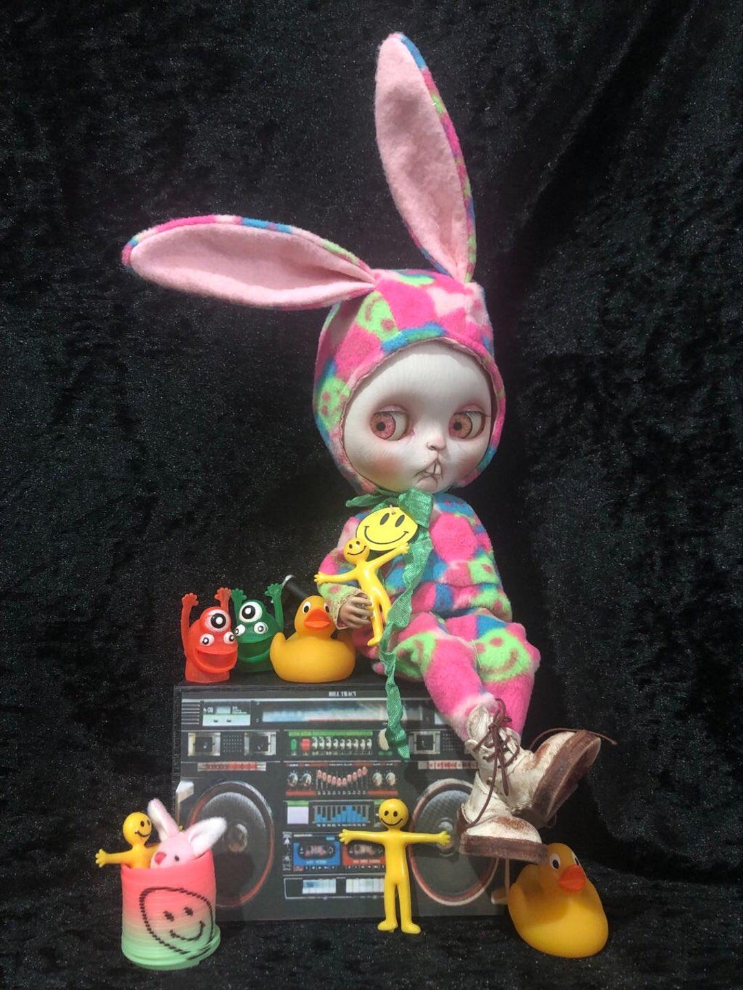 Handmade 3 Piece 'raving Rabbit' Outfit, Hat and All in One and Wooden ...