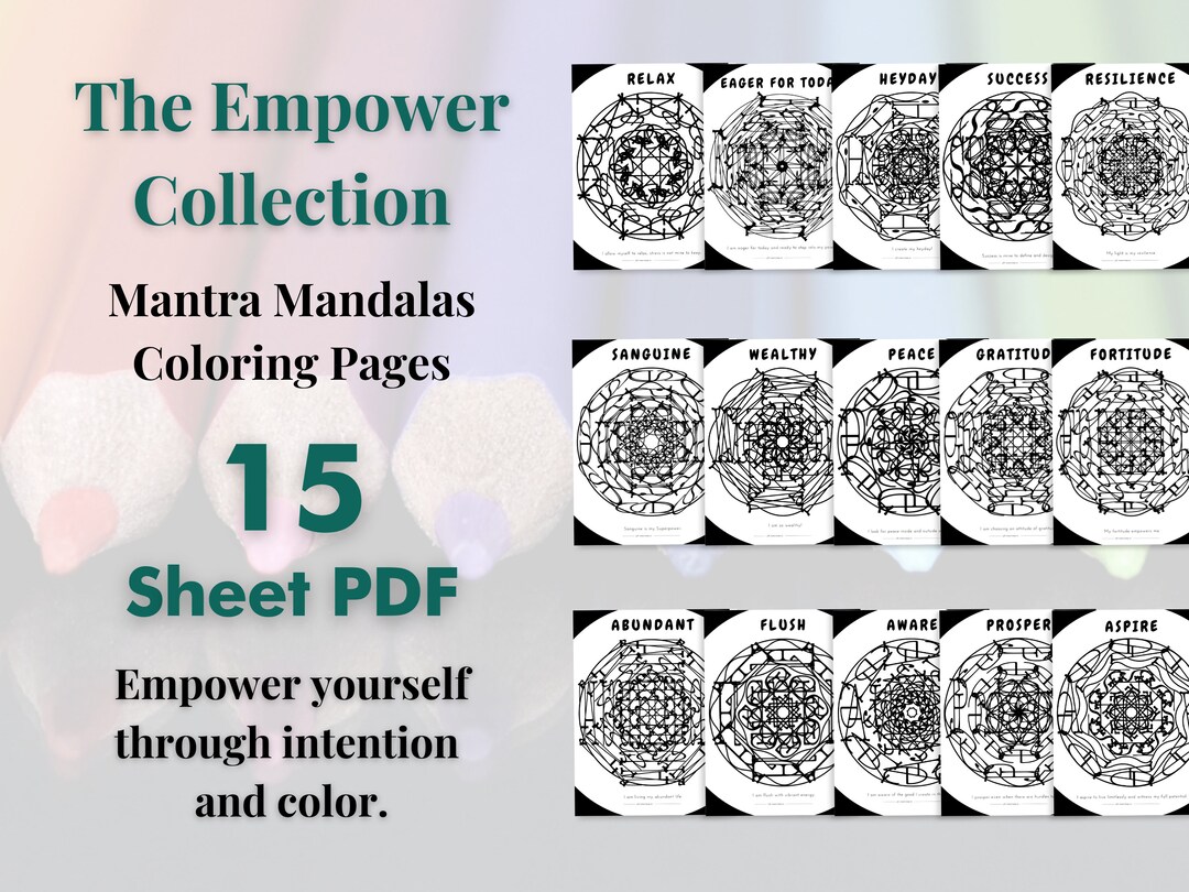 Mandala Coloring Worksheets -THE EMPOWER COLLECTION From Mantra Mandala ...