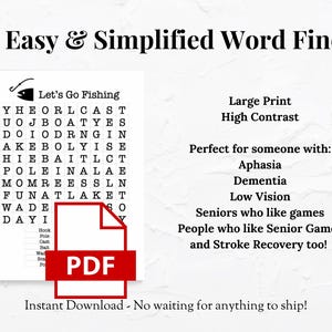 Dementia Puzzles FISHING, Simplified Word Search Puzzle, Perfect for ...