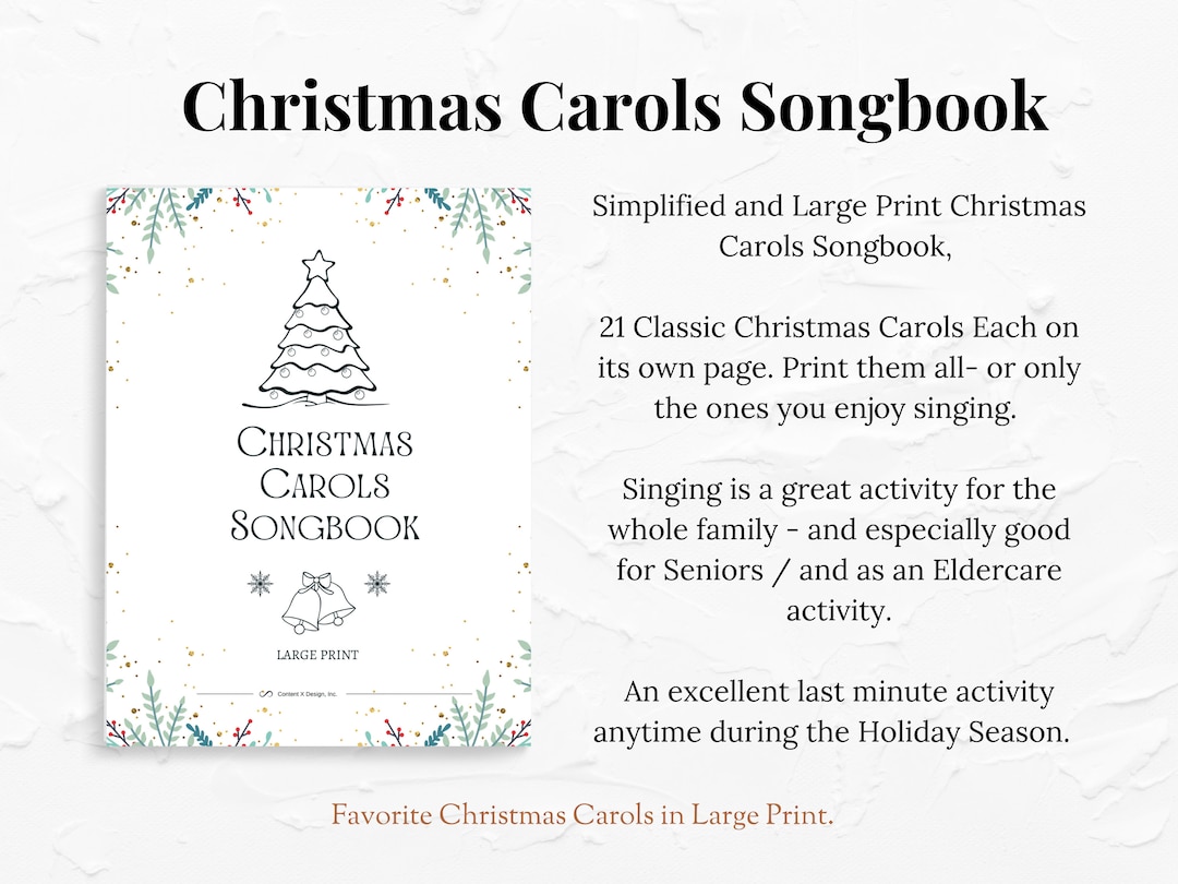 Christmas Carols Songbook Large Print | Simplified Senior Activities ...