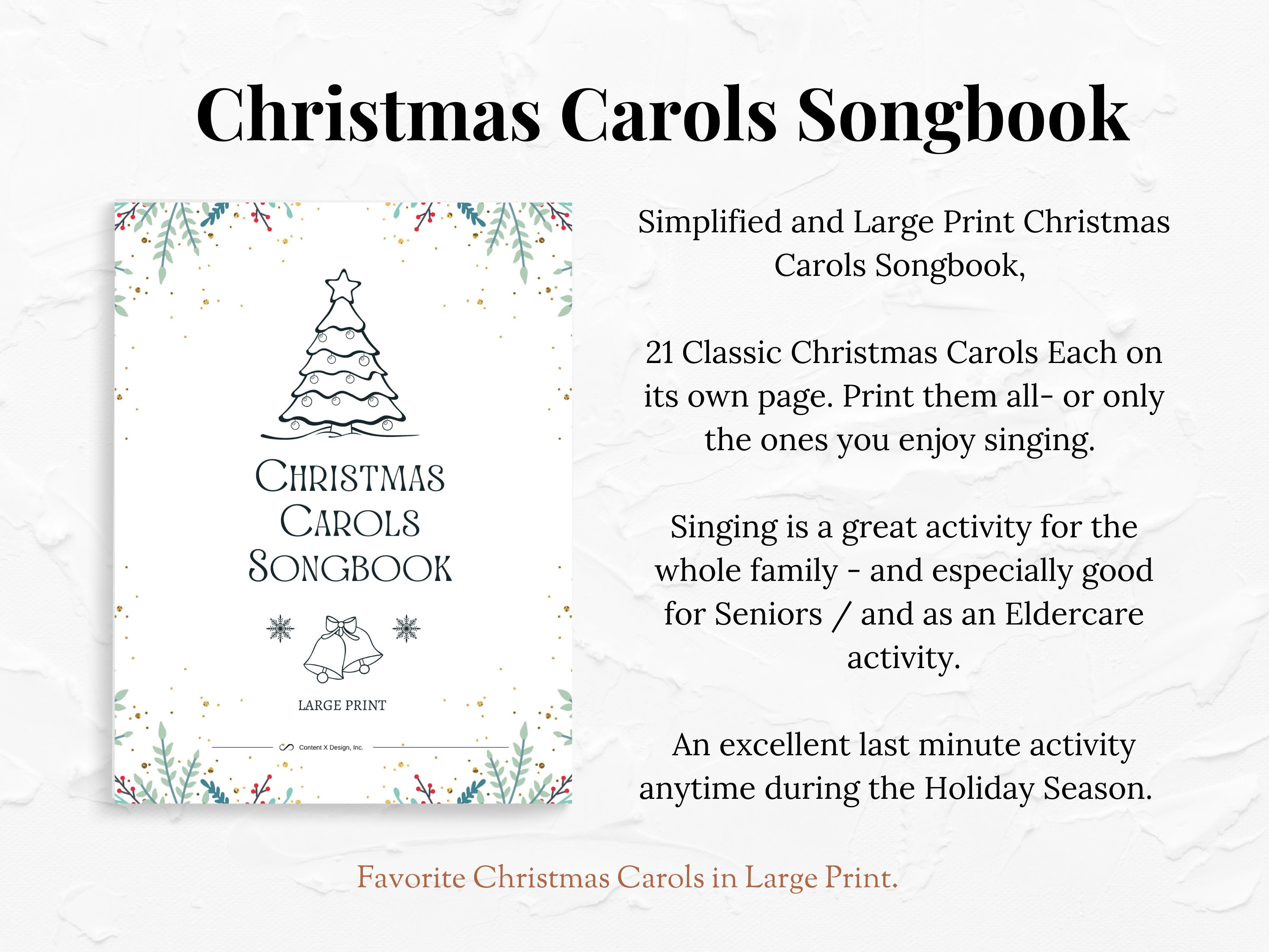 Christmas Carols Songbook Large Print | Simplified Senior Activities ...