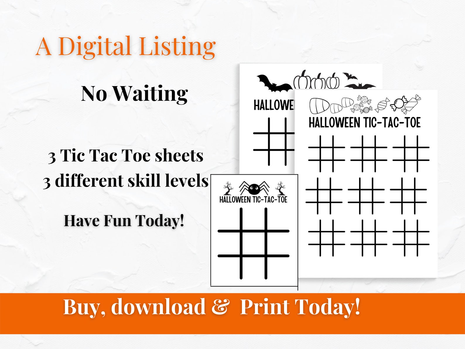 Large Print Tic Tac Toe HALLOWEEN Printable Game Boards for Seniors ...
