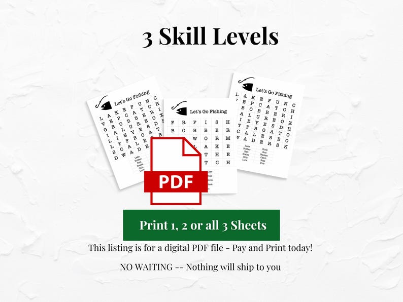 Dementia Puzzles FISHING, Simplified Word Search Puzzle, Perfect for ...