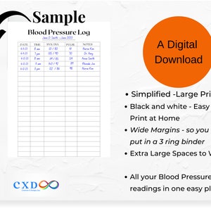 Best Large Print Blood Pressure Log , Health Tracking Sheet, Blood ...