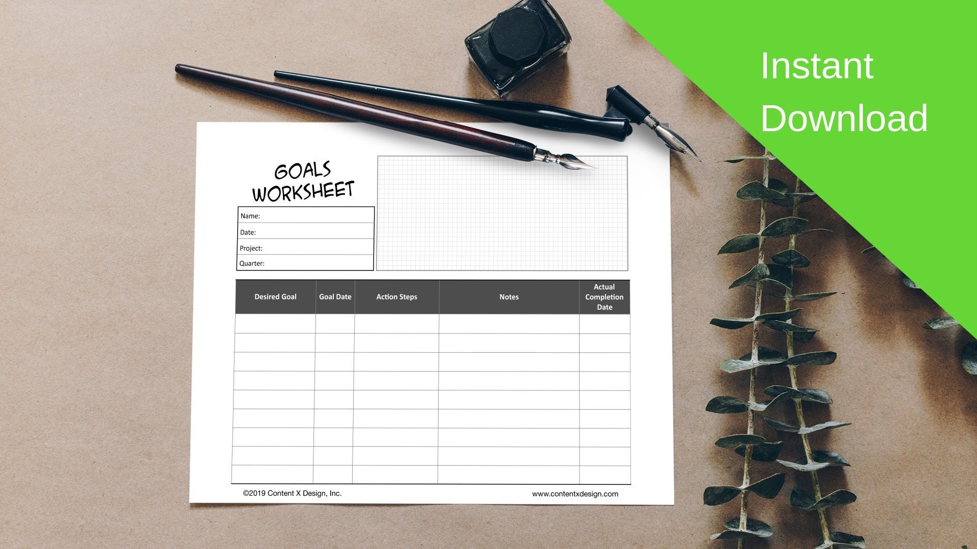 Goal Worksheet Planner Printable Instant Download Goal Sheet Smash Your ...