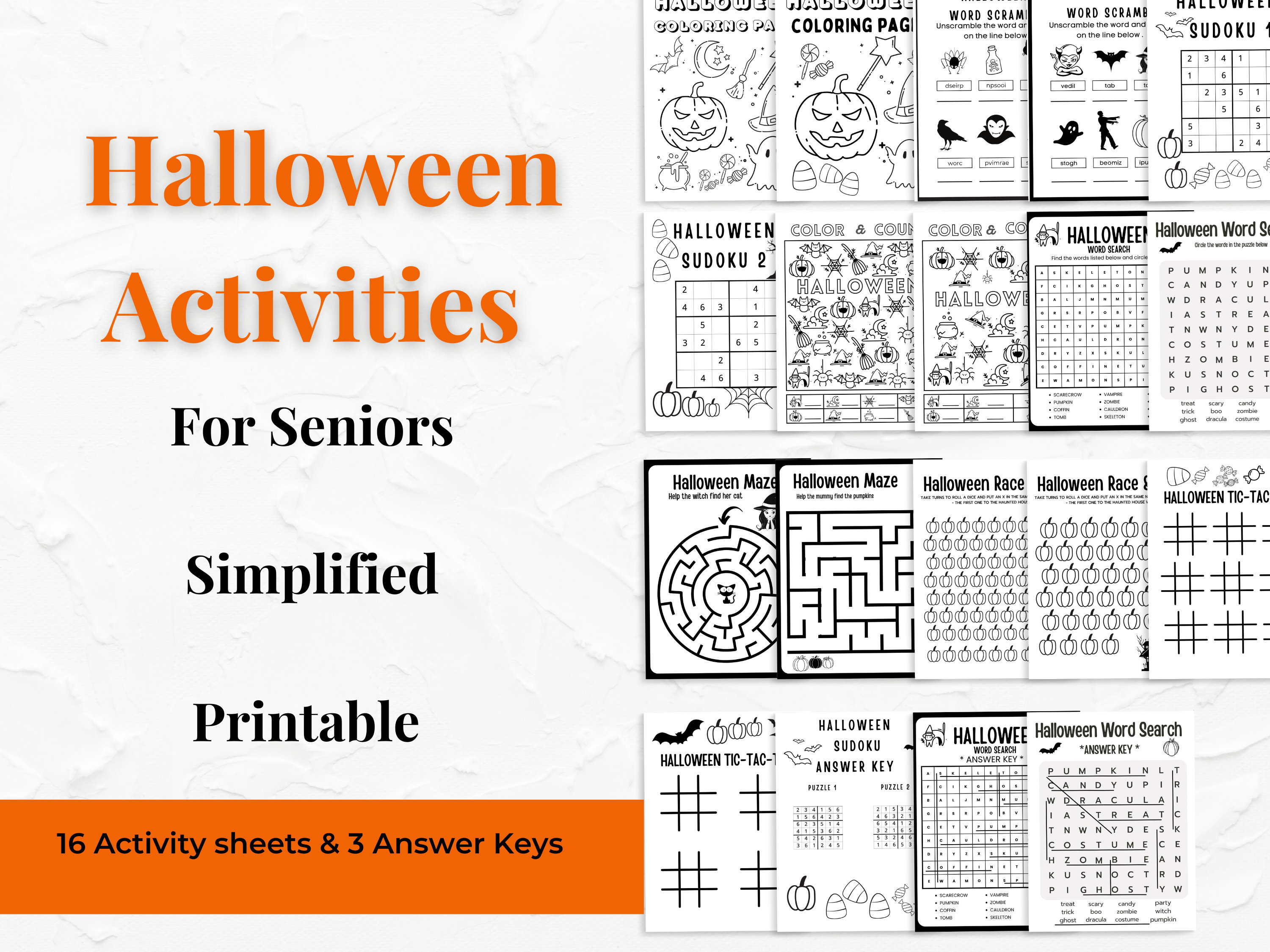 Halloween for Seniors Activity Sheets| Simplified Senior Activities ...