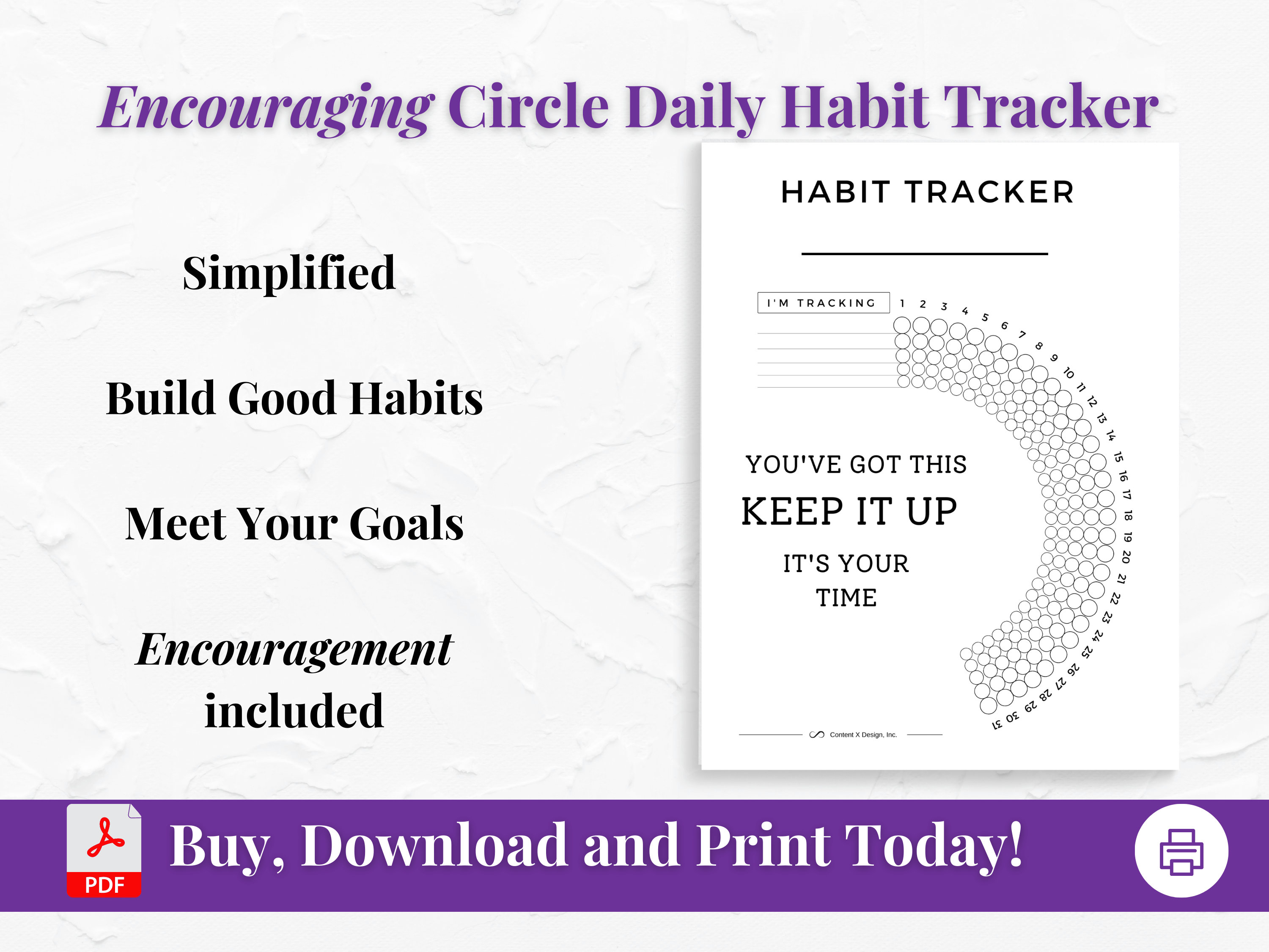 Circle Daily Habit Tracker -encouragement- Simple Circle - 1 PDF Page ...