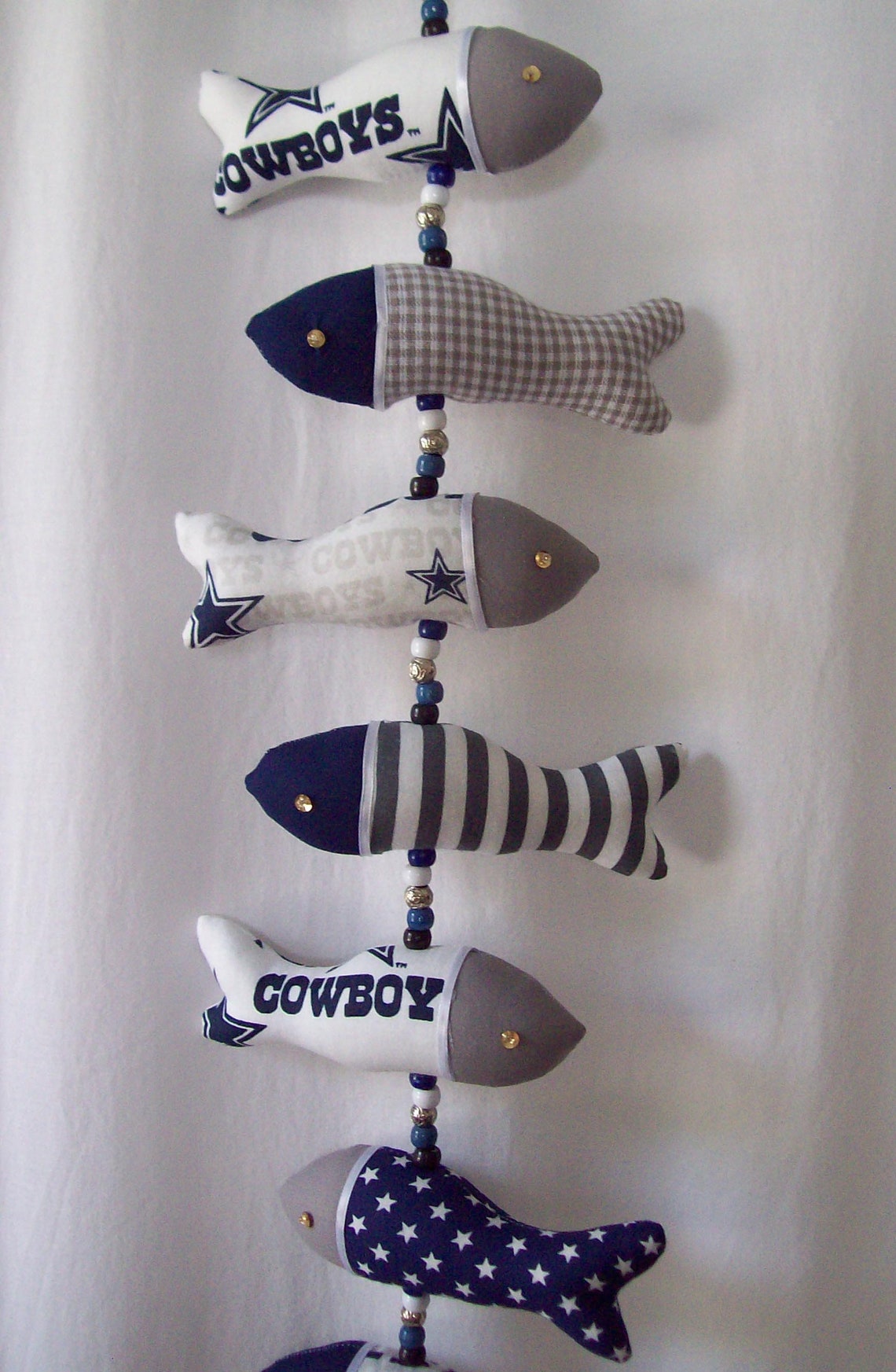 Handmade fabric fish hanging mobile unique | Etsy