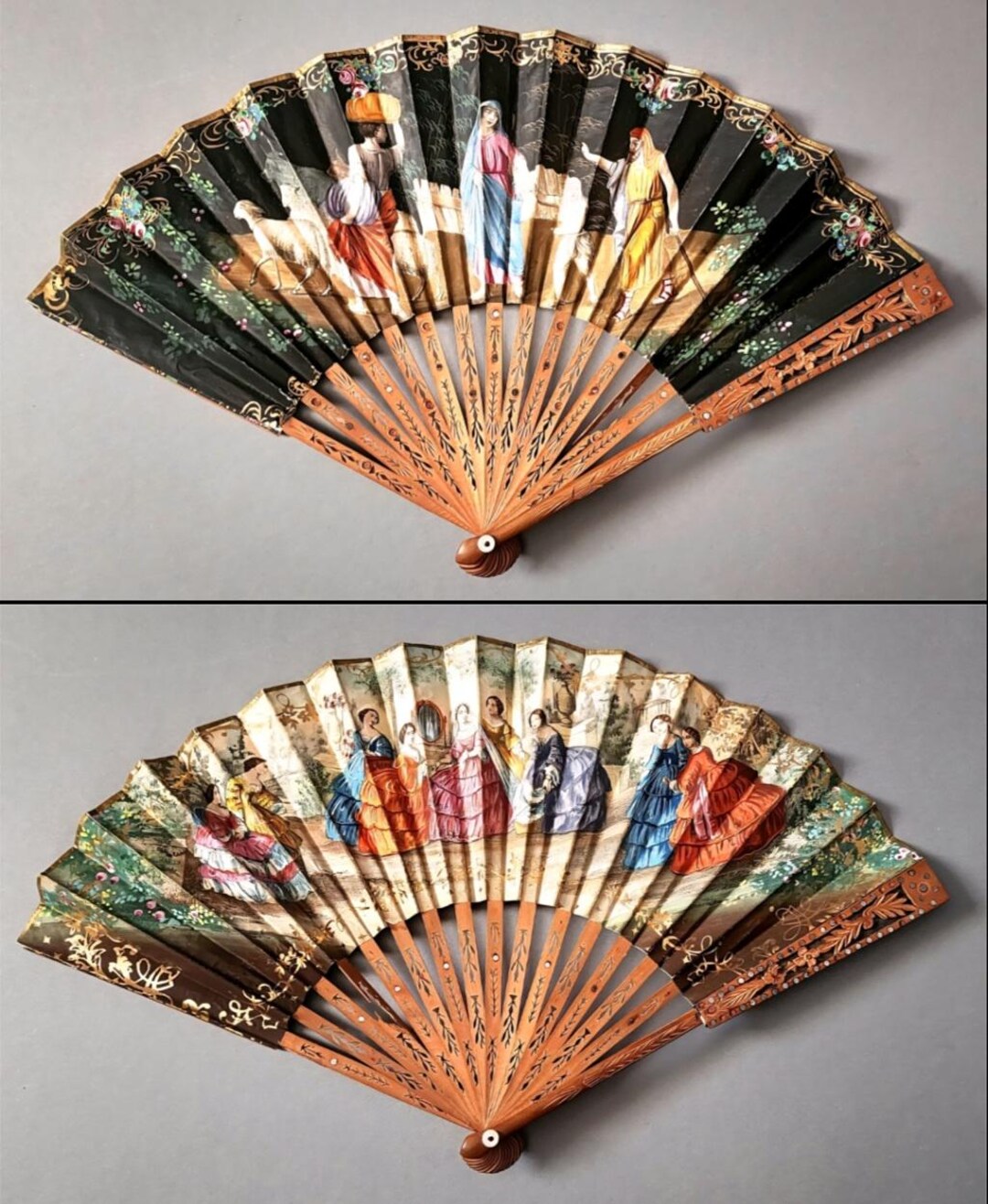 Antique Mid 19th C. Victorian Hand-painted English Women's Hand Fan - Etsy