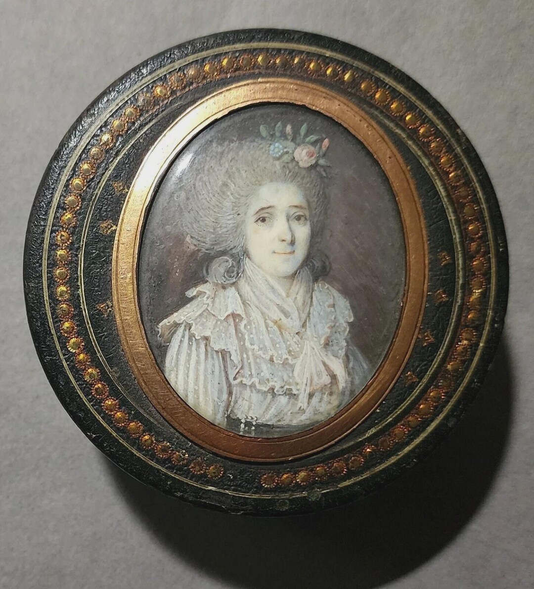 Antique 18th Century French Louis XVI Portrait Miniature Painting of a ...