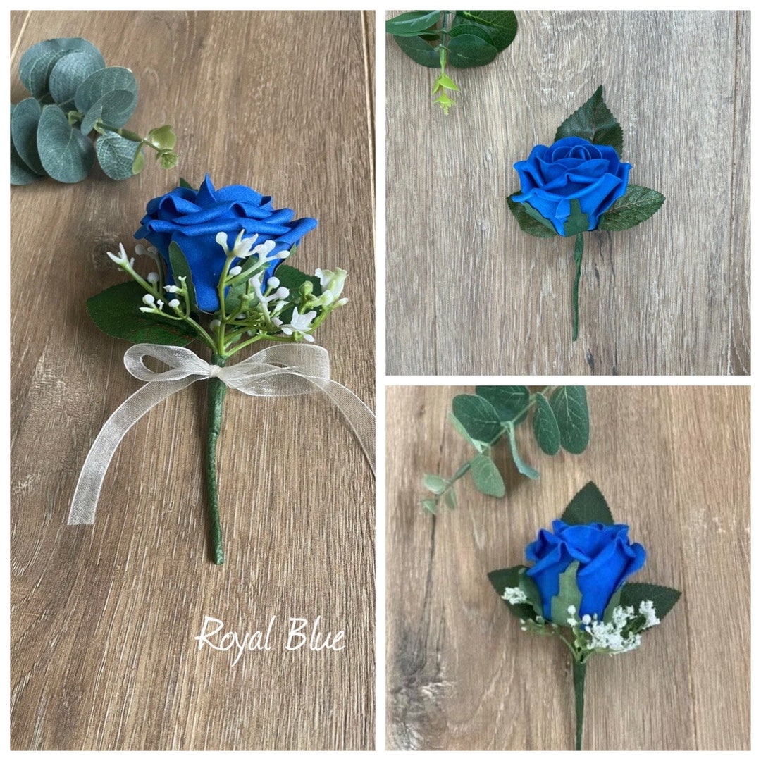Buttonholes,boutonnières, Royal Blue Rose Wedding Buttonhole, Blue Rose ...
