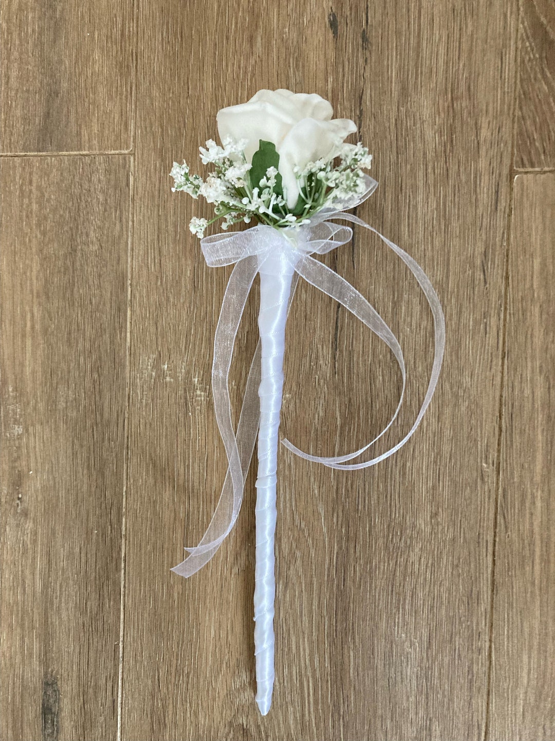 Flower Girl Wands Flowers, Flower Girl Ivory Rose Wand, White Rose ...