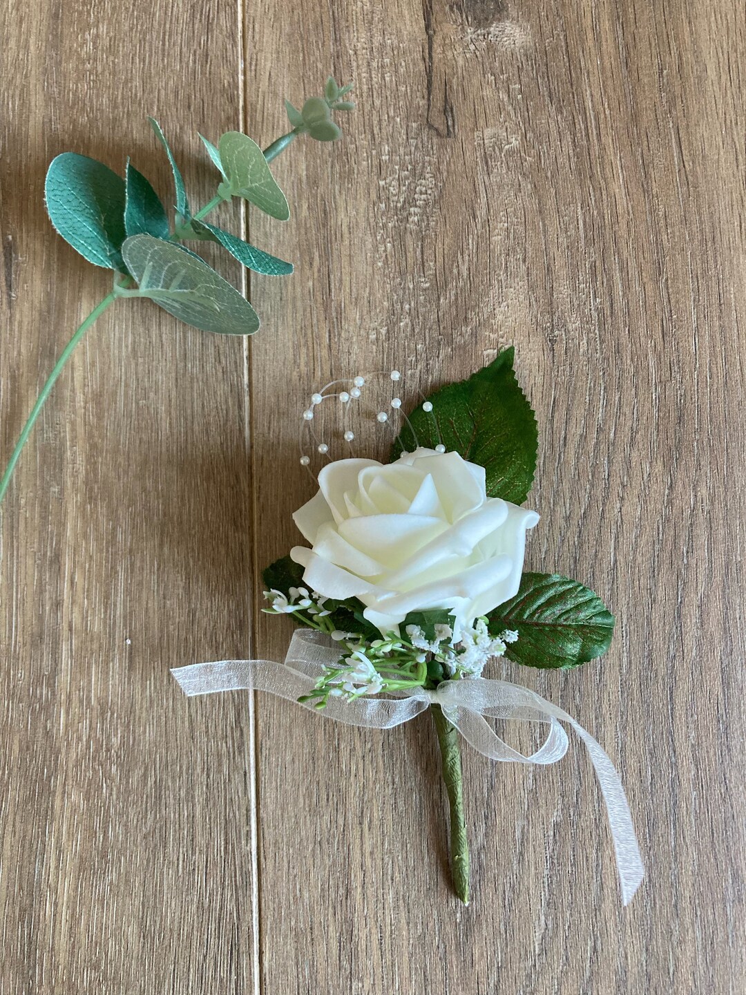 Buttonholes, Boutonnière Ivory Wedding Buttonhole, Rose Gypsophila ...