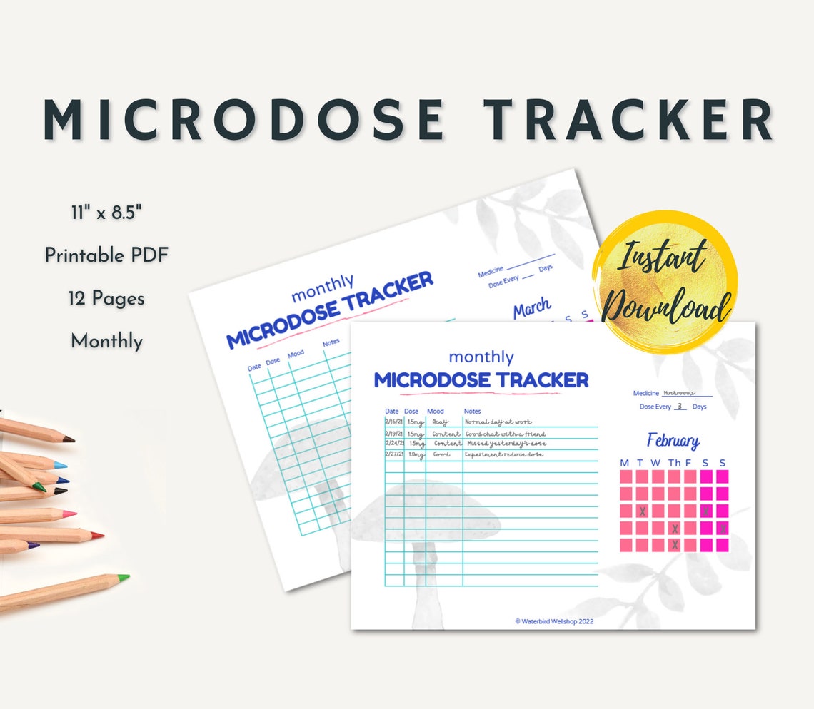 Printable Microdose Tracker Mushroom Microdosing Mood | Etsy