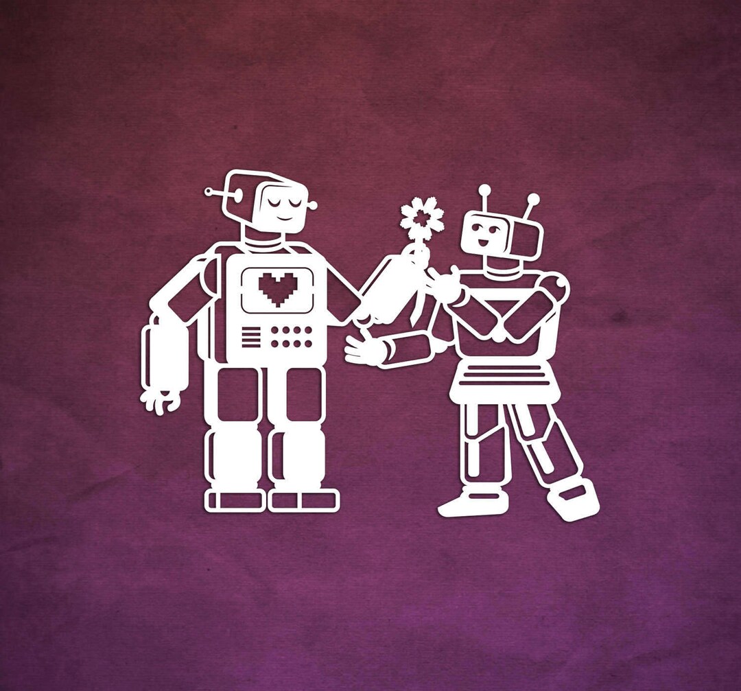 Robots Papercut Cutting Template, Love Papercut, Robot Papercut, SVG ...