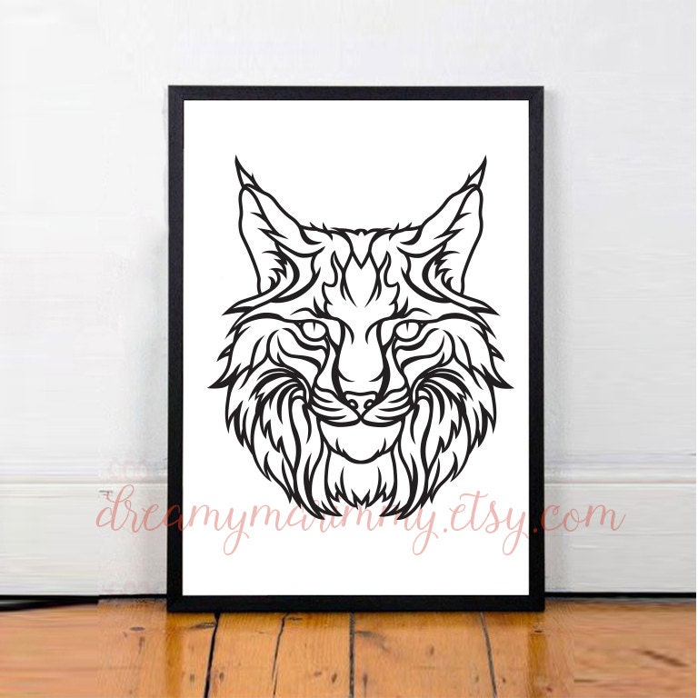 Lynx Paper Cutting Template, Wild Cat Papercut, Lynx Cut Out, Cat ...