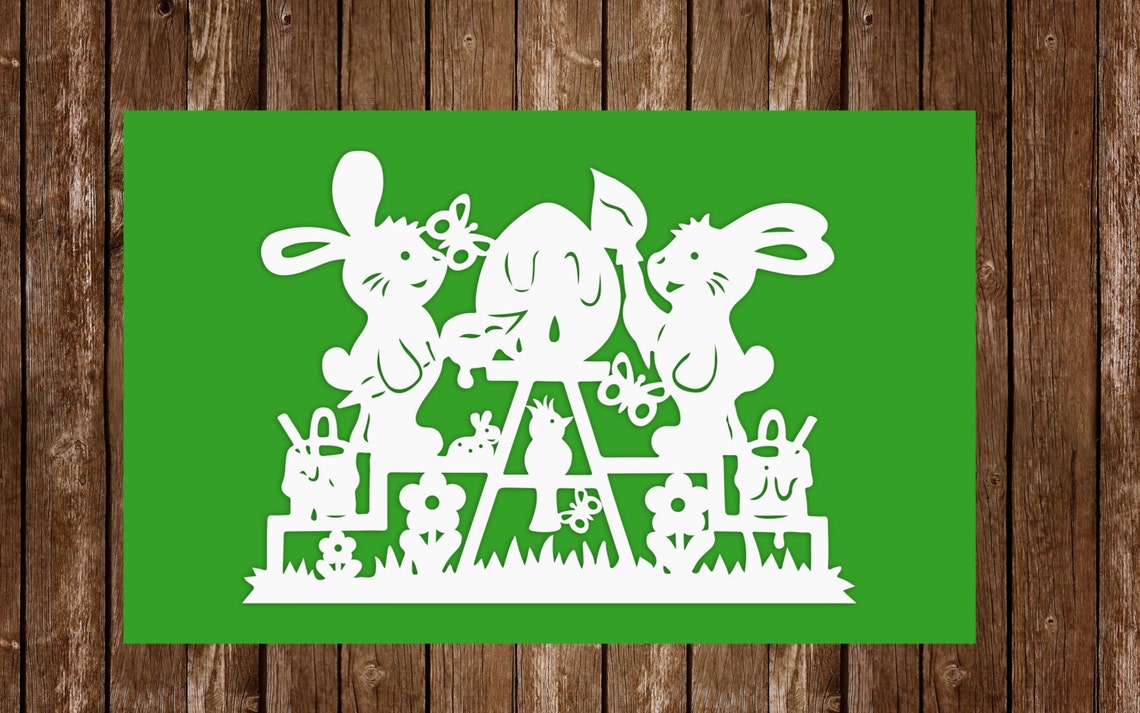 Easter Bunny Paper Cutting Template DIY Card Easter - Etsy Denmark