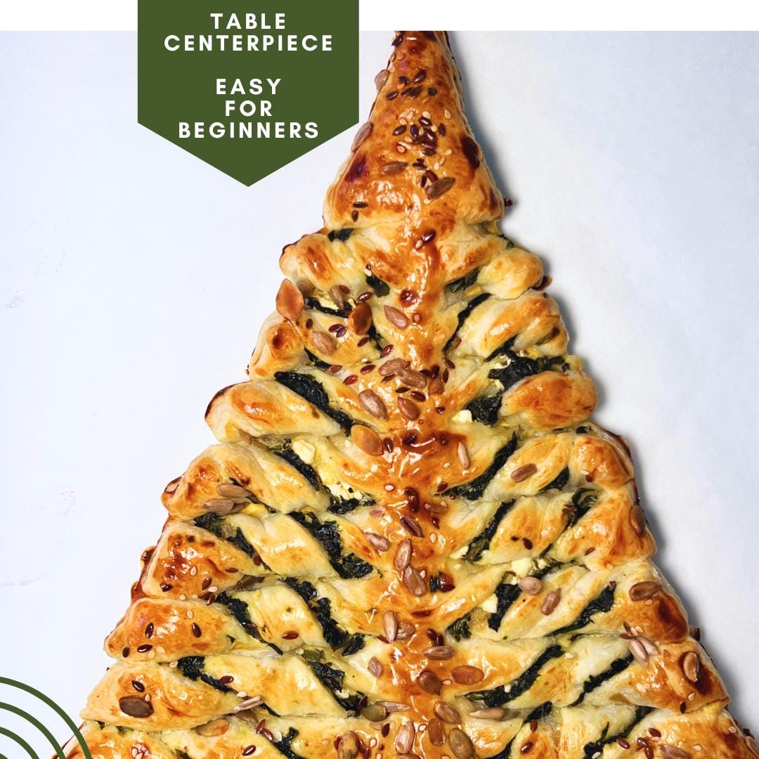 Christmas Tree Feta and Spinach Puff Pastry Recipe, Festive Holiday ...
