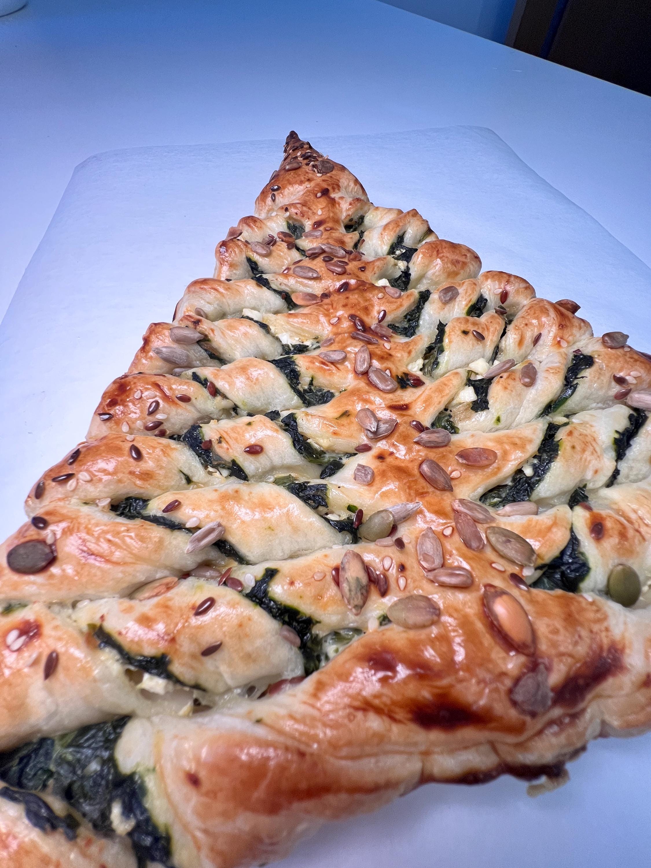 Christmas Tree Feta and Spinach Puff Pastry Recipe, Festive Holiday ...