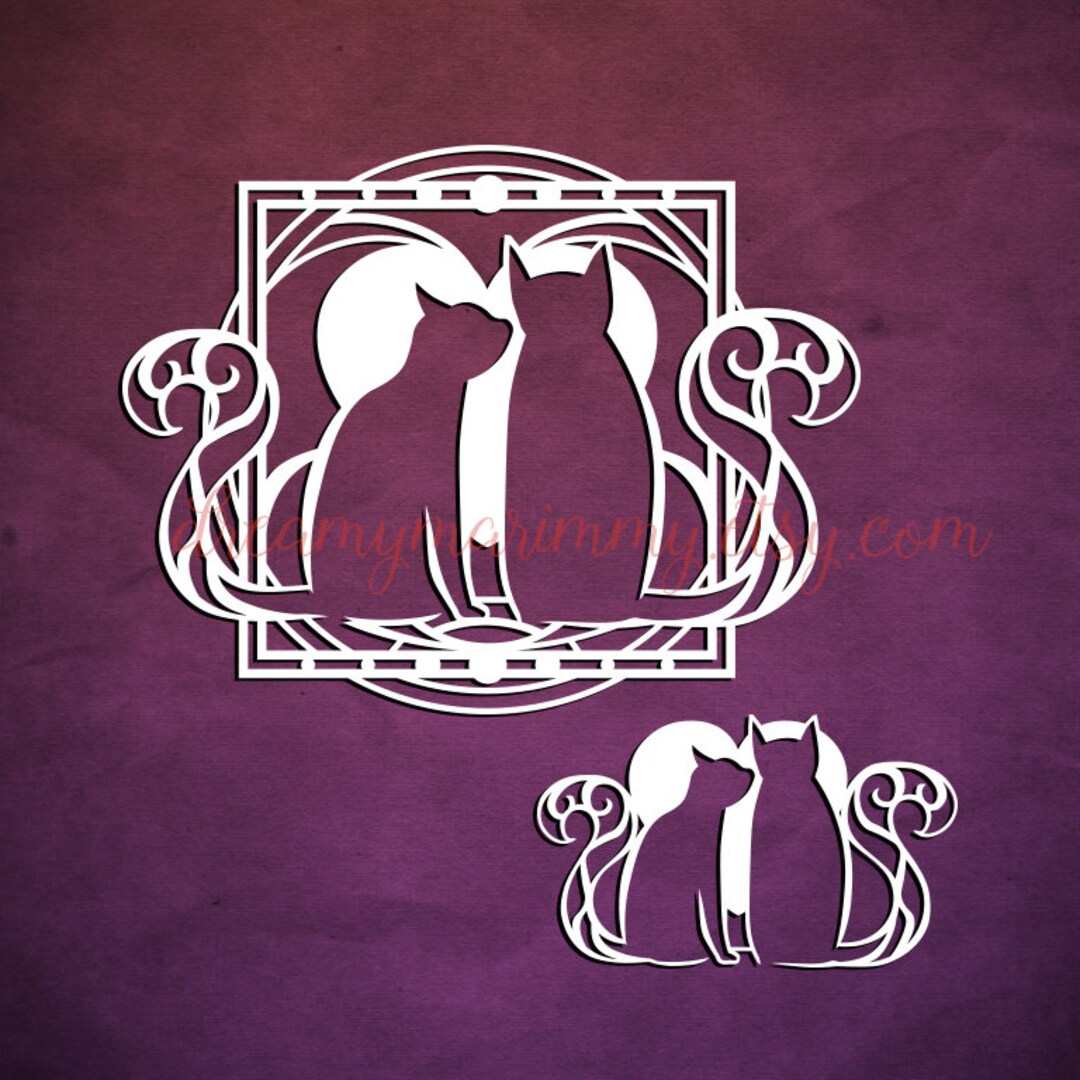 Cats in Love Paper Cutting Template - PDF Download, SVG, Cat Paper Cut ...