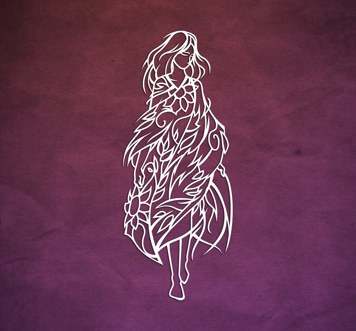 Girl Papercut Template Young Lady Paper Cutting Template - Etsy