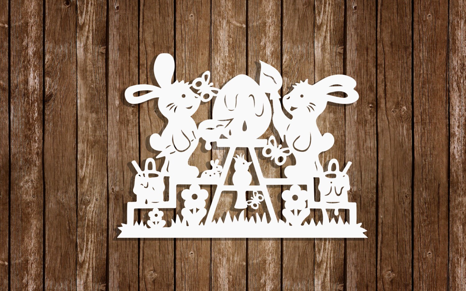 Easter Bunny Paper Cutting Template, DIY Card, Easter Papercut, SVG ...