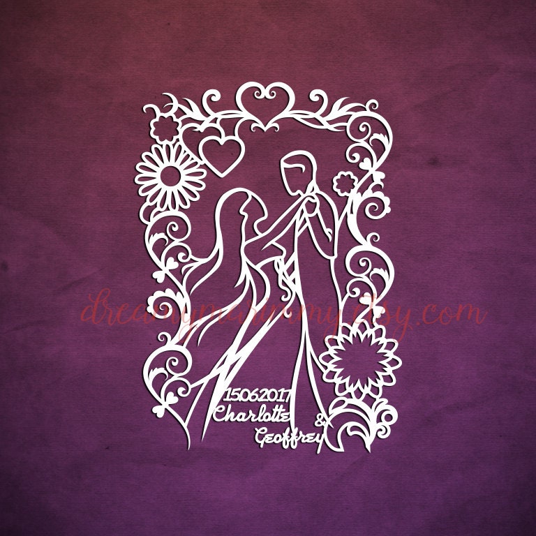 Personalised Wedding Day Papercut Template Customised Paper - Etsy