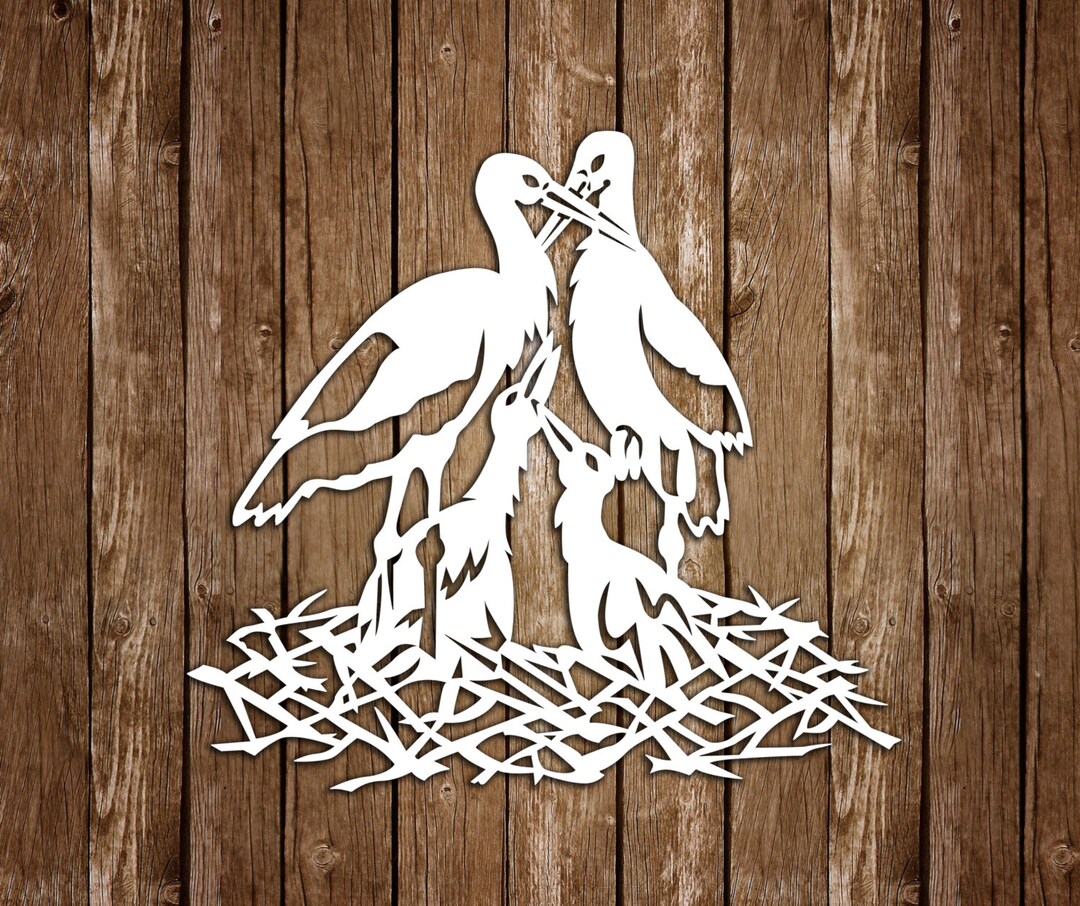 Stork Paper Cutting Template, SVG Birds, PDF Papercut Template, Spring ...