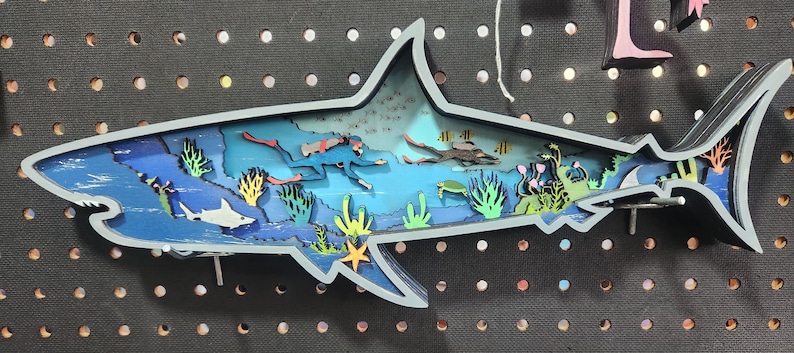 Layered Wood Shark Decor-gift, Decor, Art, Layered Wood, Laser Cut ...