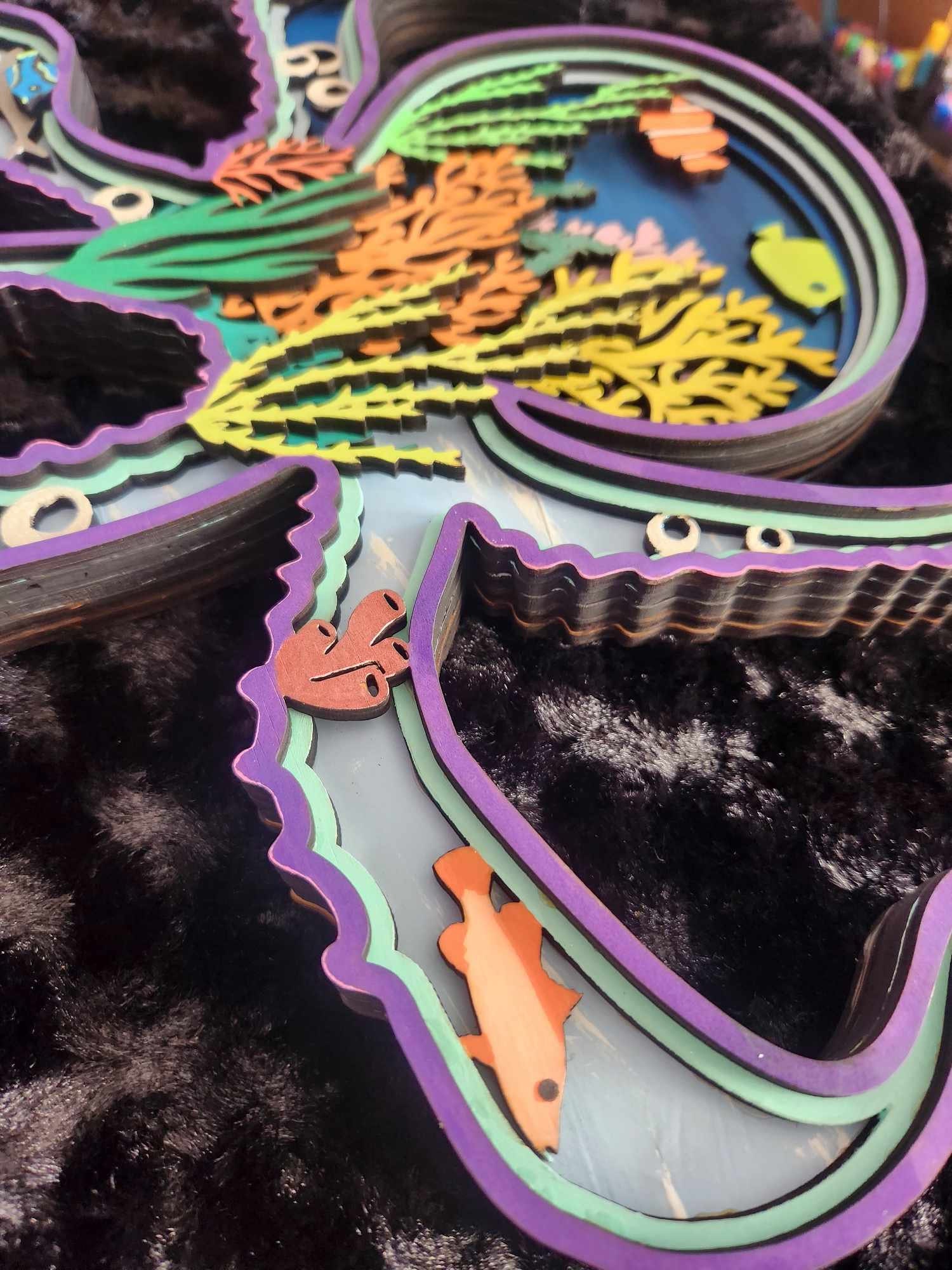 Laser Cut and Hand Painted Layered Wooden Octopus. Wall Art, Shelf Art ...