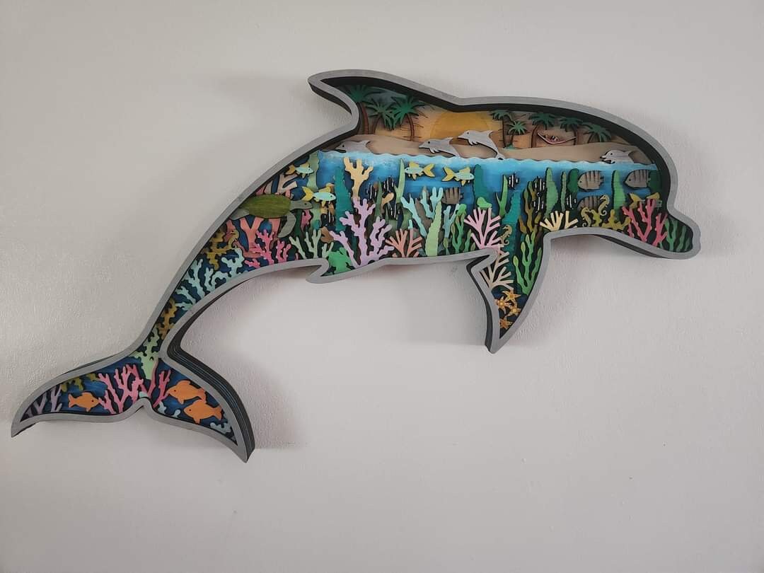 Laser Cut 7 Layer Wooden Dolphin-personalized, Mothers Day, Fathers Day ...