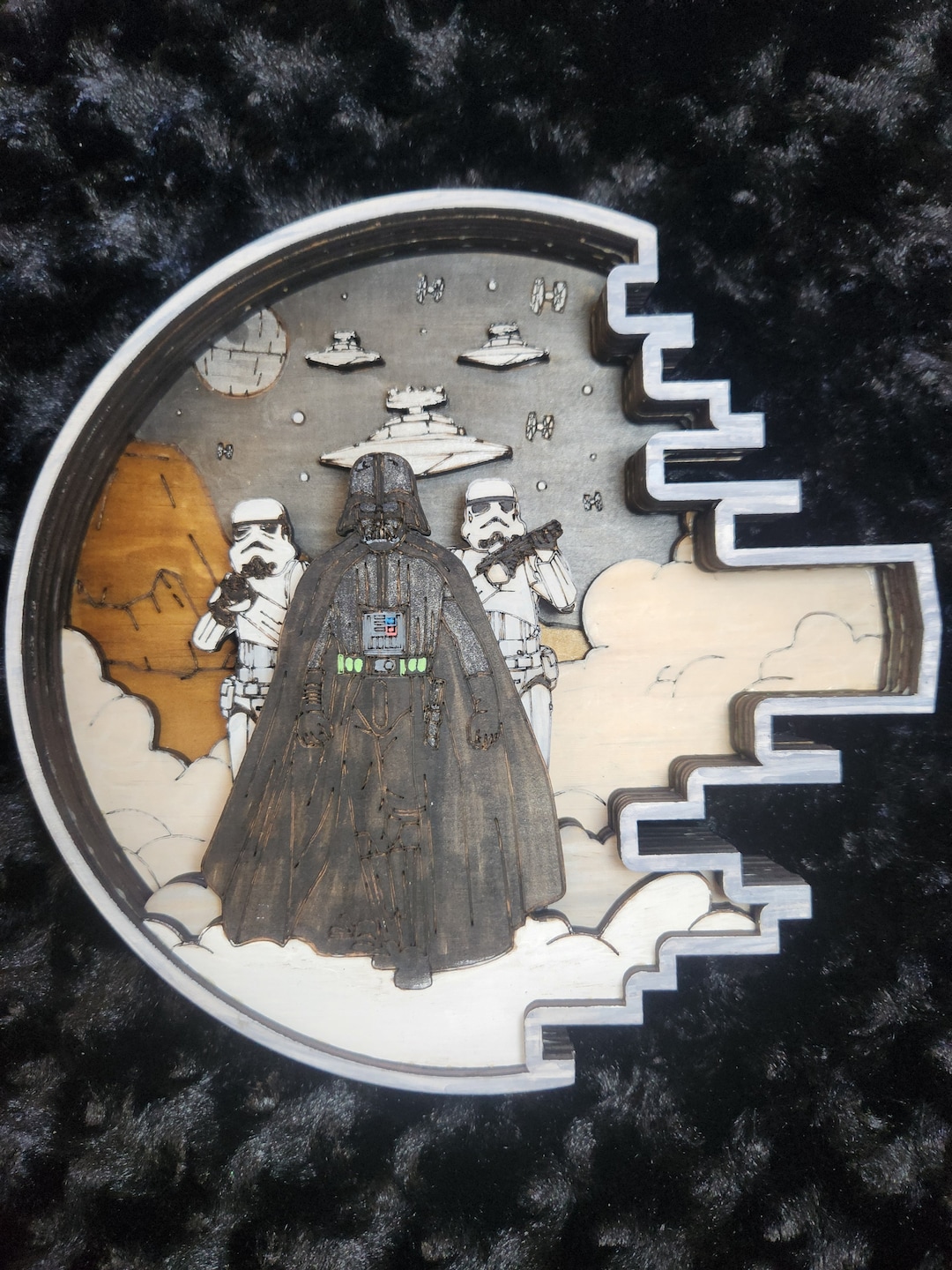 Laser Cut Layered Death Star Custom, Handmade, Handpainted, Wood, Gift ...