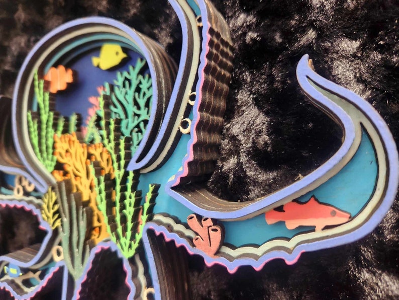 Laser Cut and Hand Painted Layered Wooden Octopus. Wall Art, Shelf Art ...
