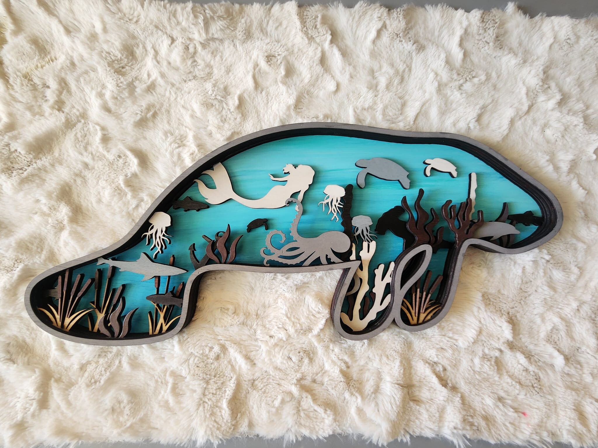 Layered Wood Manatee Wall Décor-personalized, Mothers Day, Fathers Day ...