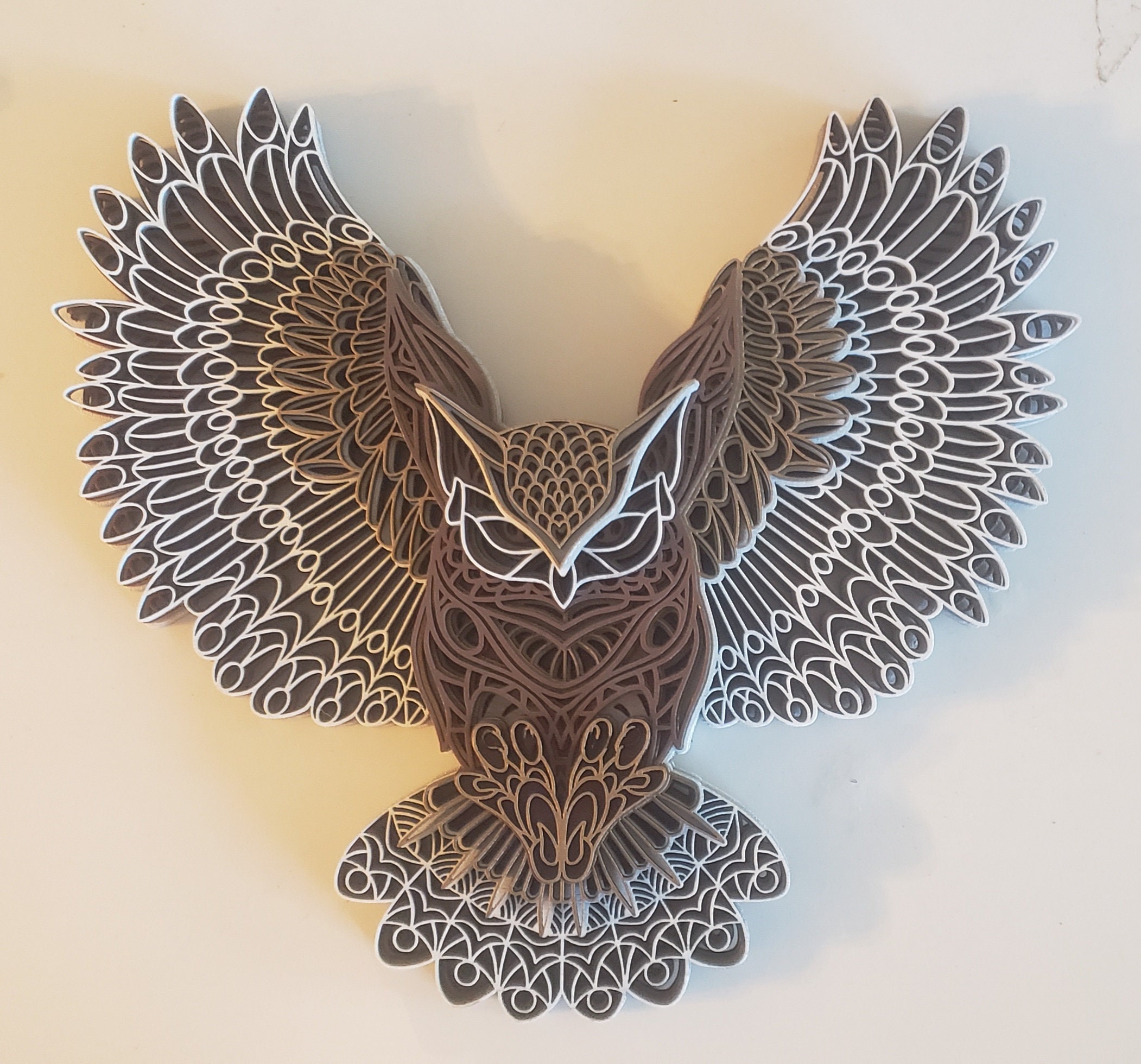 Laser Cut 7 Layer Wood Owl-personalized, Mothers Day, Fathers Day ...