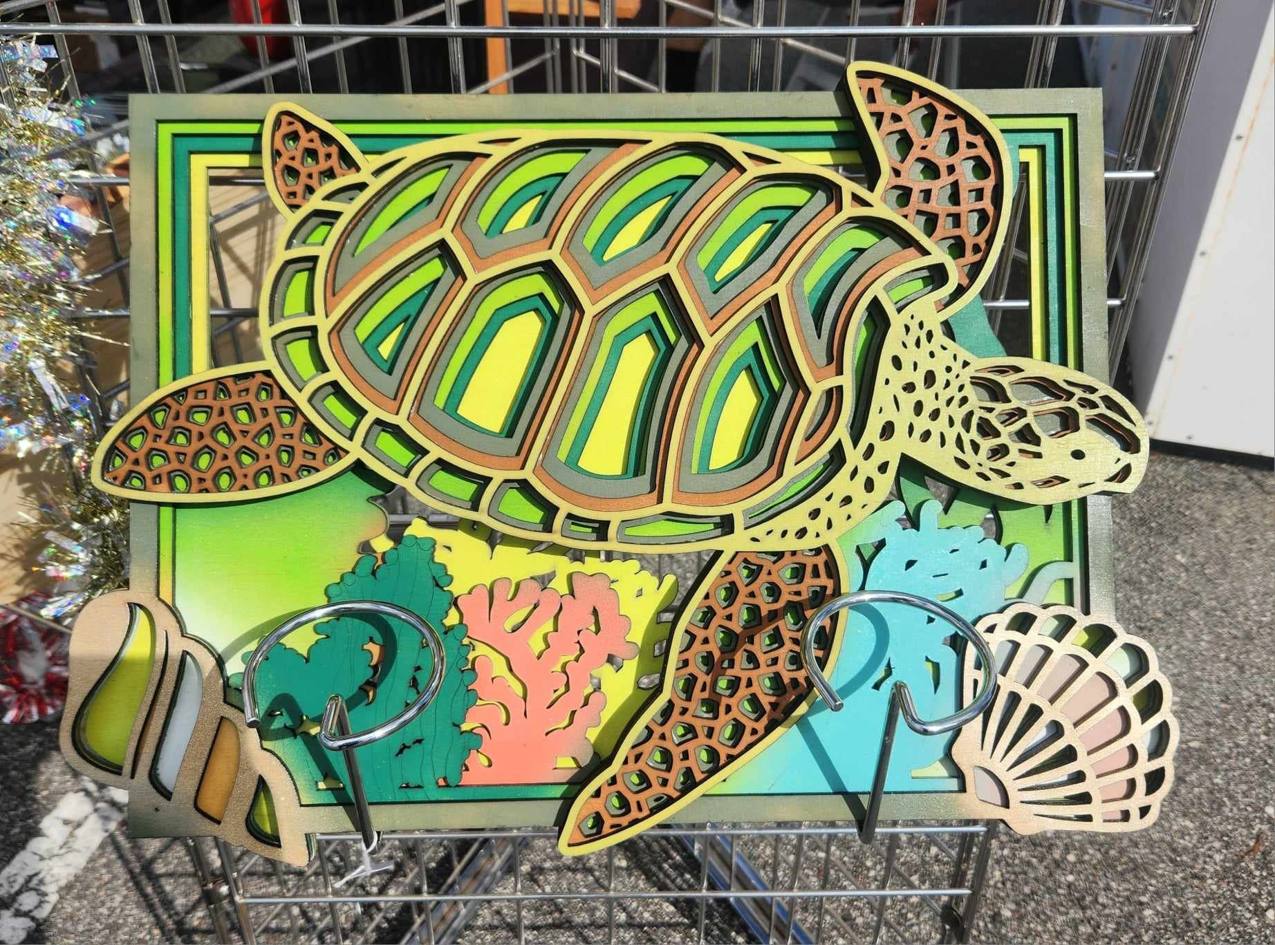 Laser Cut Wooden Layered Sea Turtle Picture-personalized, Mothers Day ...
