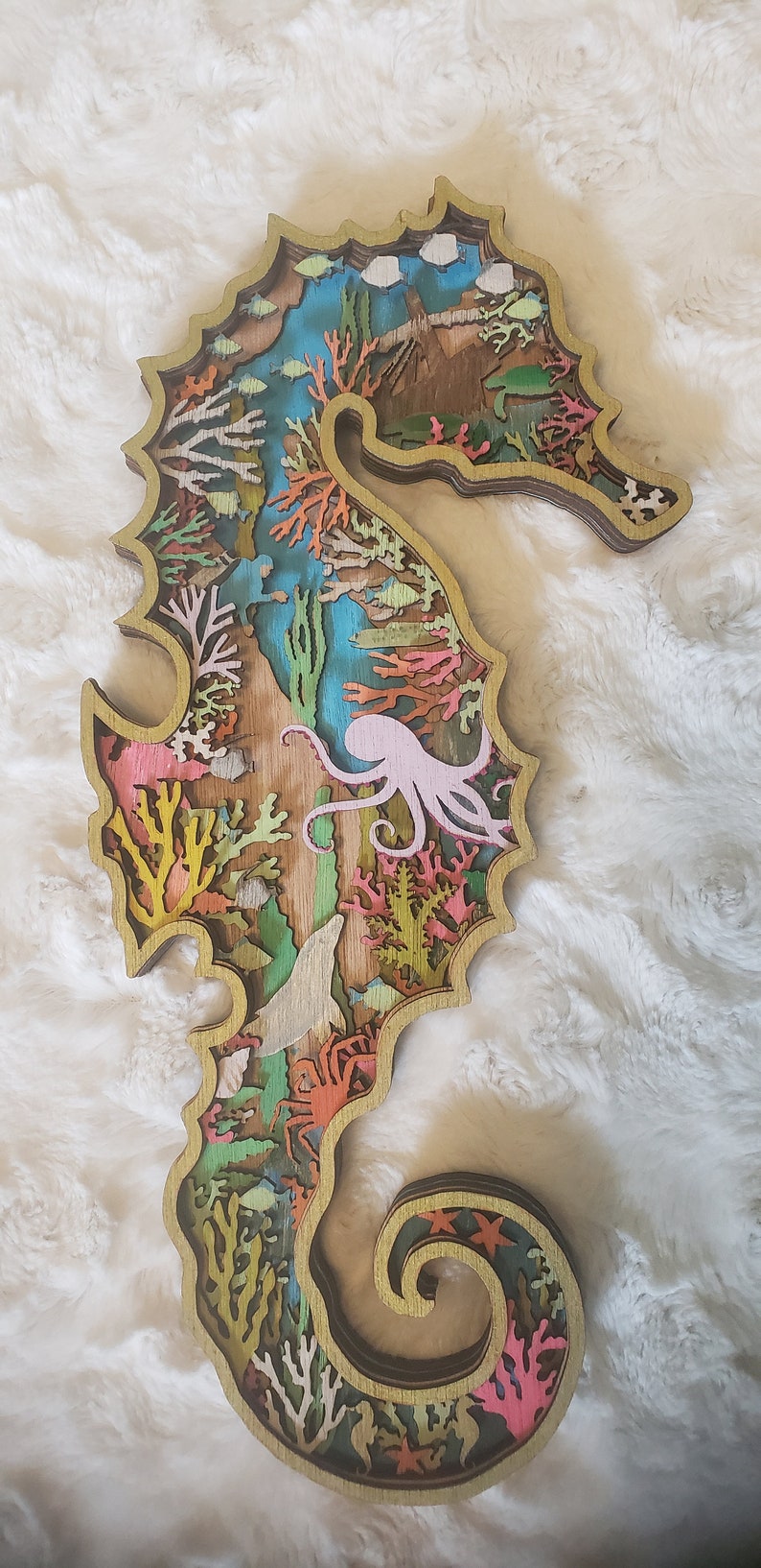 7 Layer Wooden Seahorse Wall Décor-personalized Mothers Day - Etsy