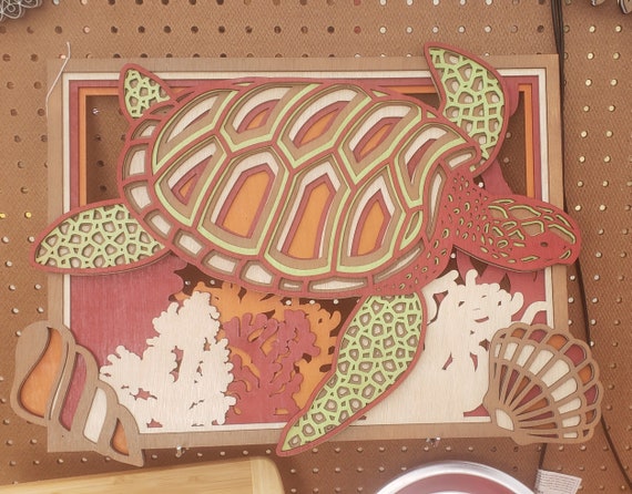 Laser Cut Wooden Layered Sea Turtle Picture - Etsy