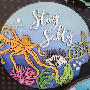 Stay Salty Wooden Layered Sign-custom, Gift, Housewarming, Office, Home ...