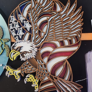 Laser Cut Multi Layer Eagle USA Flag-personalized, Mothers Day, Fathers ...