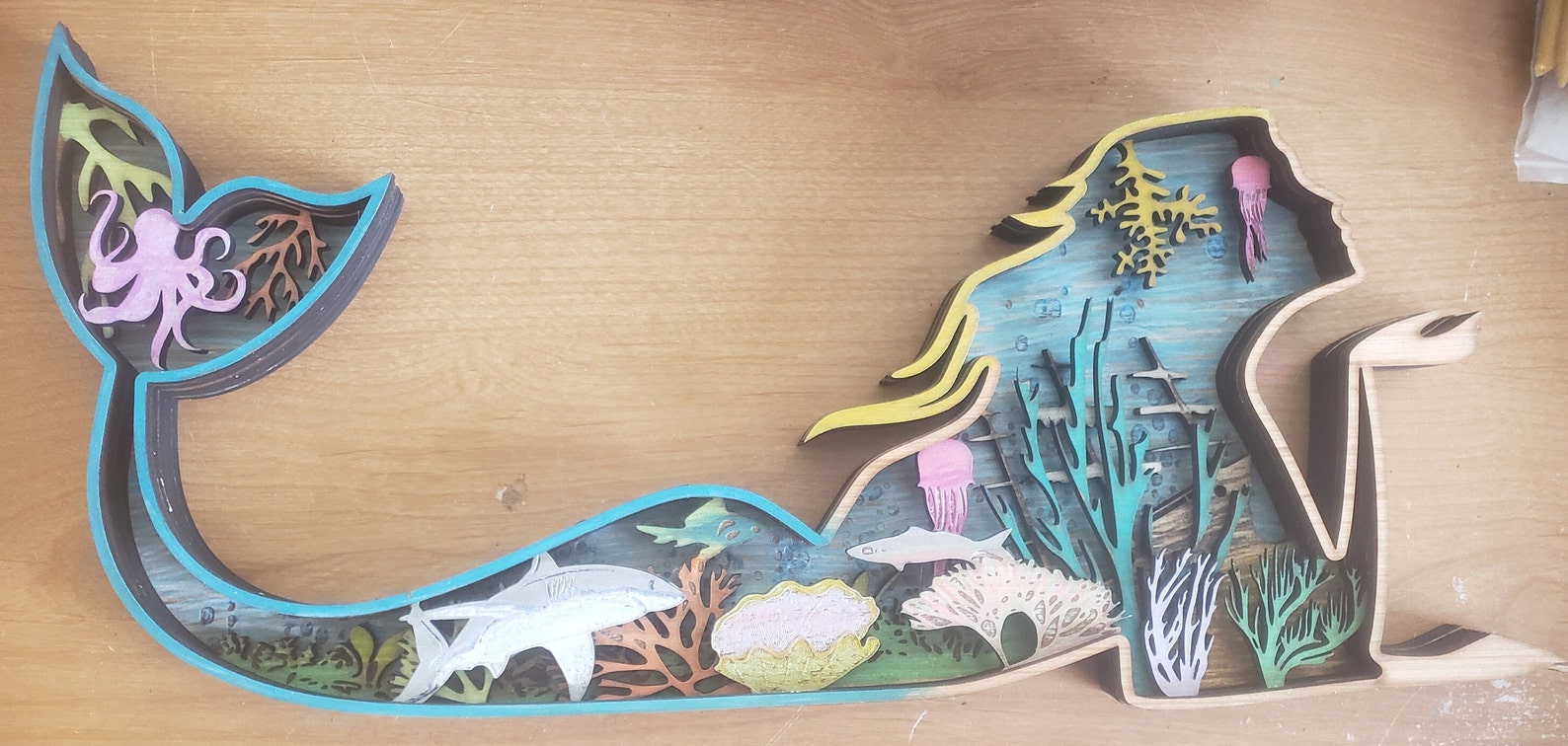 Customized Laser Cut Layered Mermaid-personalized, Mothers Day, Wedding ...