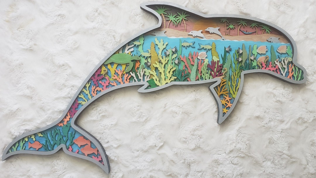Laser Cut 7 Layer Wooden Dolphin-personalized, Mothers Day, Fathers Day ...