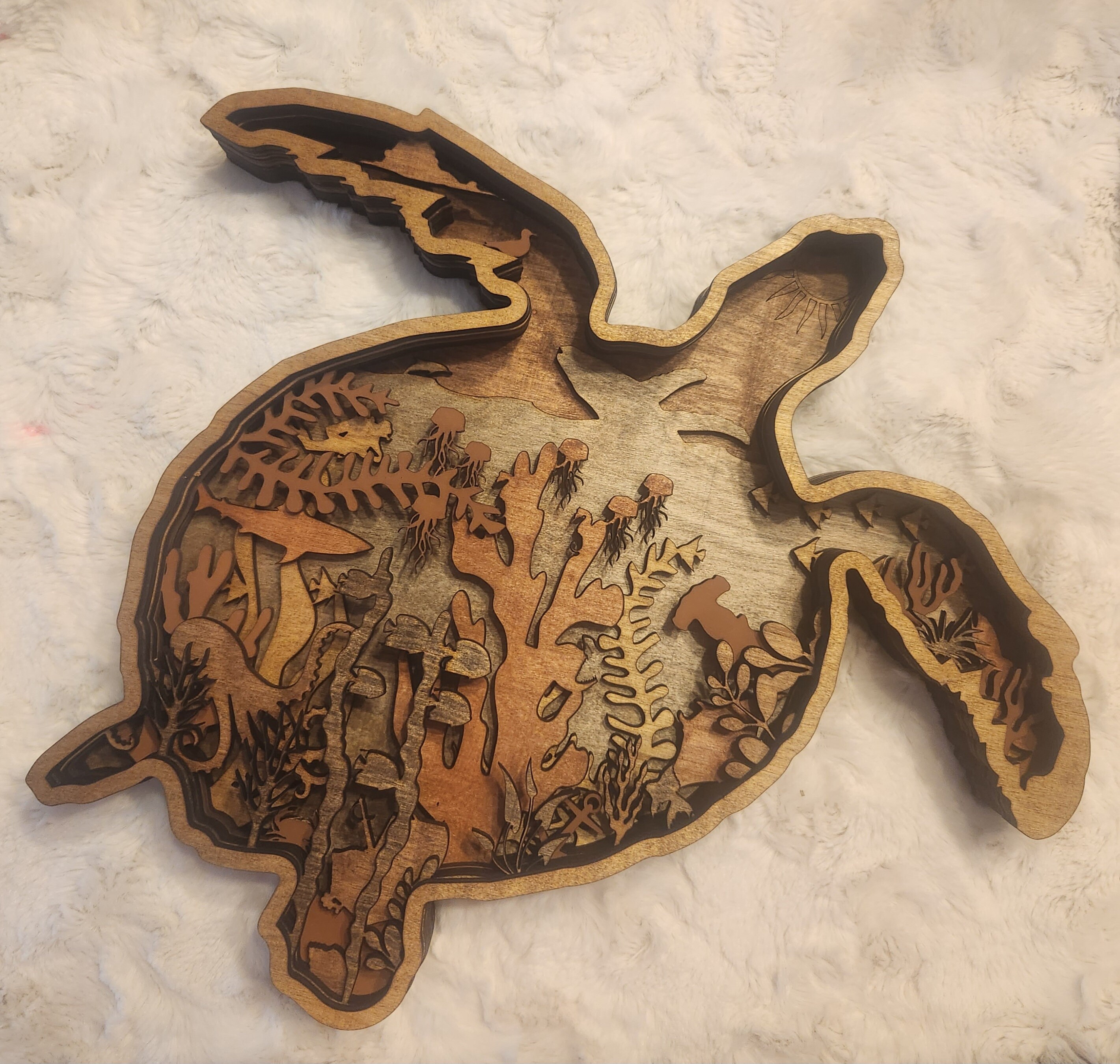 Multi Layer Wooden Sea Turtle - Personalized, Mothers Day, Fathers Day ...
