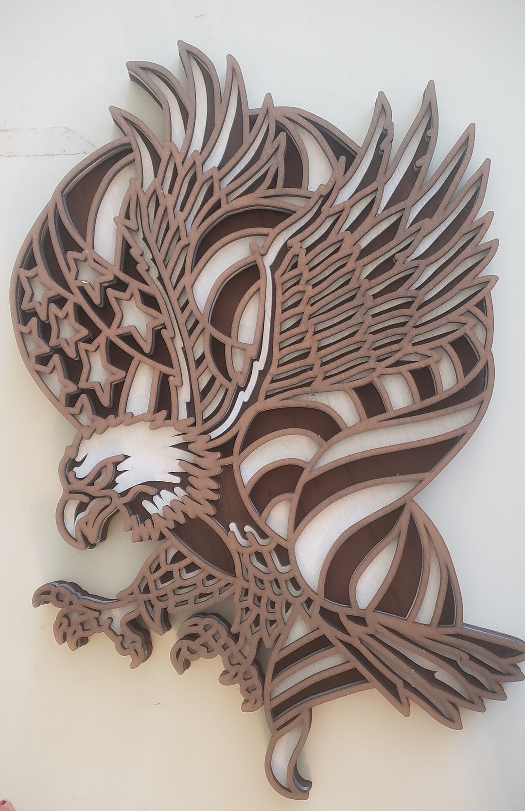 Laser Cut Multi Layer Eagle USA Flag-personalized, Mothers Day, Fathers ...