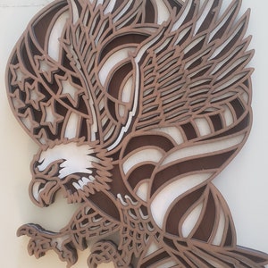Laser Cut Multi Layer Eagle USA Flag-personalized, Mothers Day, Fathers ...