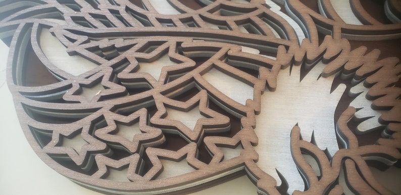 Laser Cut Multi Layer Eagle USA Flag-personalized, Mothers Day, Fathers ...
