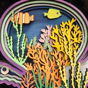 Laser Cut and Hand Painted Layered Wooden Octopus. Wall Art, Shelf Art ...