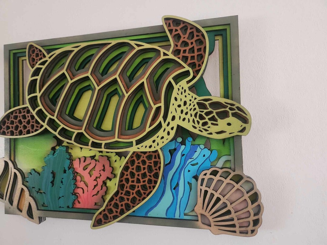 Laser Cut Wooden Layered Sea Turtle Picture-personalized, Mothers Day ...