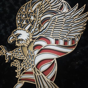 Laser Cut Multi Layer Eagle USA Flag-personalized, Mothers Day, Fathers ...